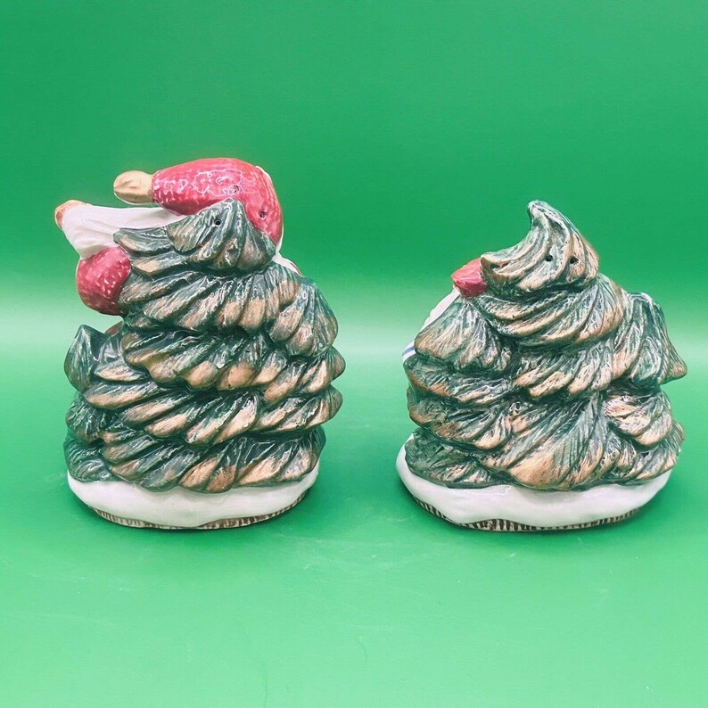 Fitz and Floyd Omnibus Christmas Tree Santa and Elf Salt and Pepper ...