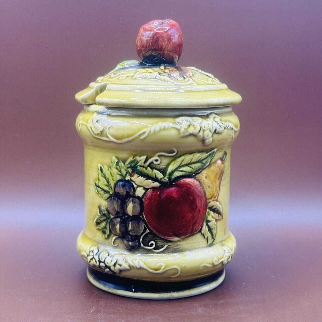 Vintage Retro Lefton Apple Jar Canister 1970 Japan Jam Jar With Lid ...
