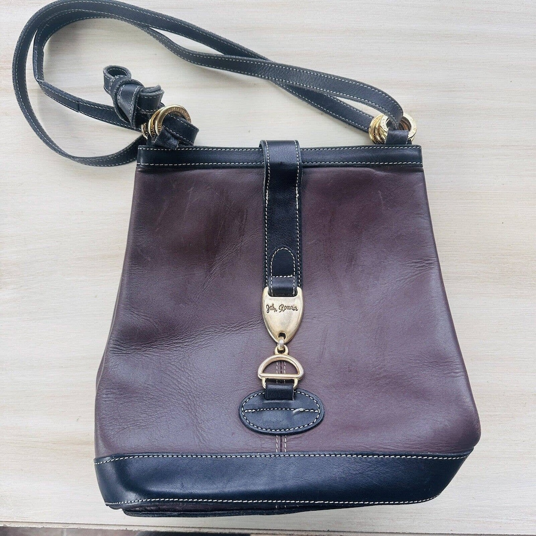 Vintage John Romain Red Burgundy Small Leather Crossbody Brass Hardware ...