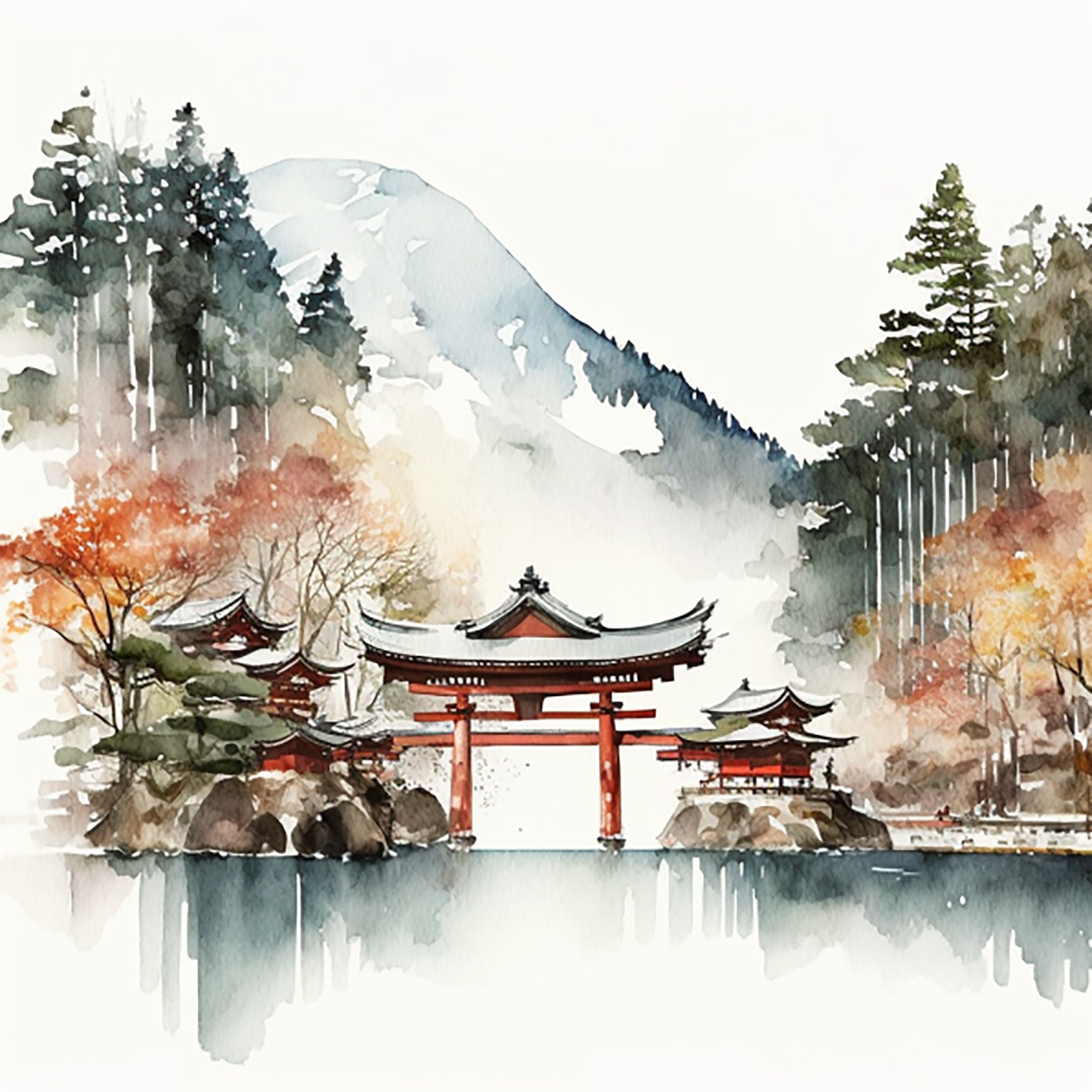 8 Japan Nikko Watercolor Clipart High Quality Jpgs, Digital Download - Etsy