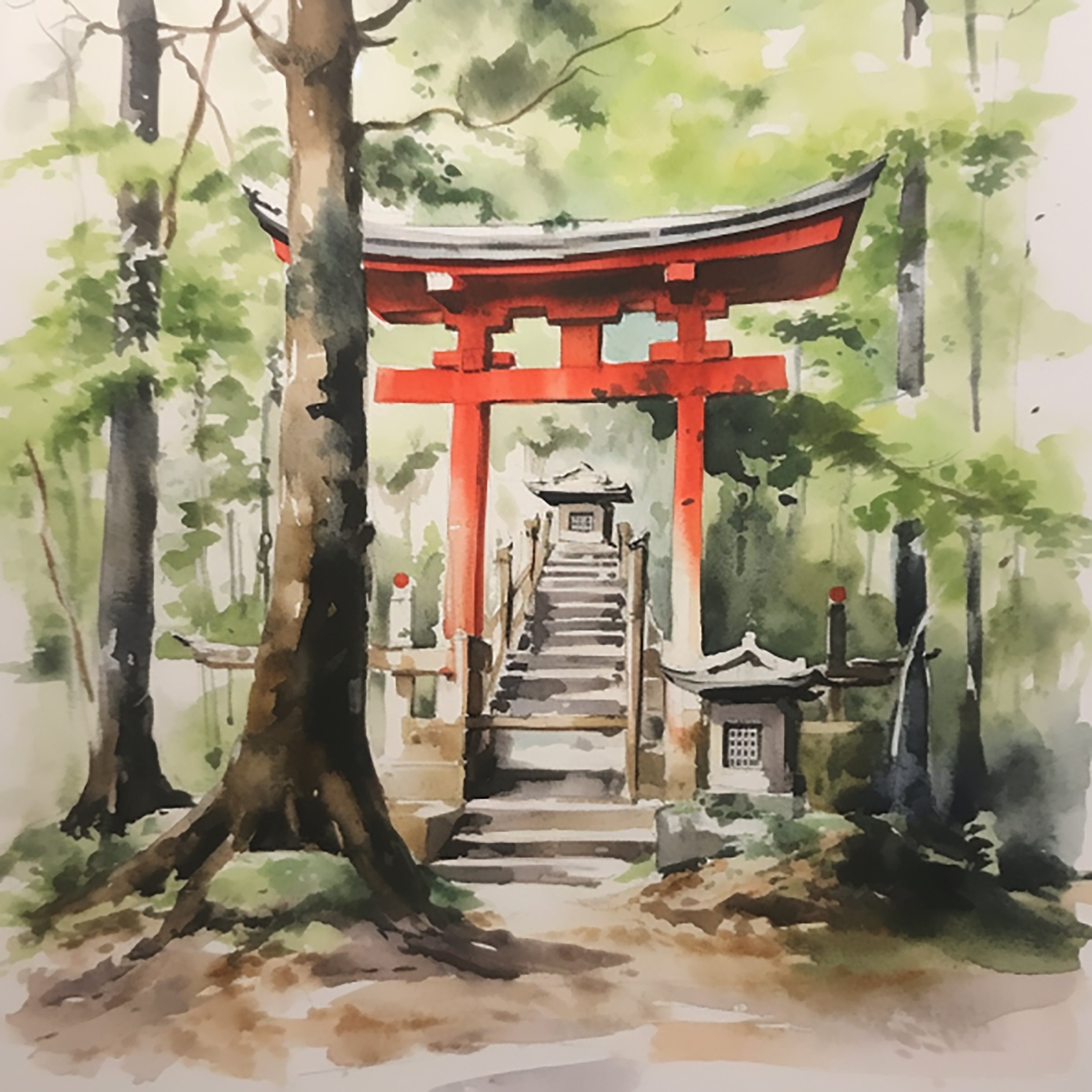 8 Japan Shinto Shrine (traditional Japanese Shrine) Watercolor Clipart ...