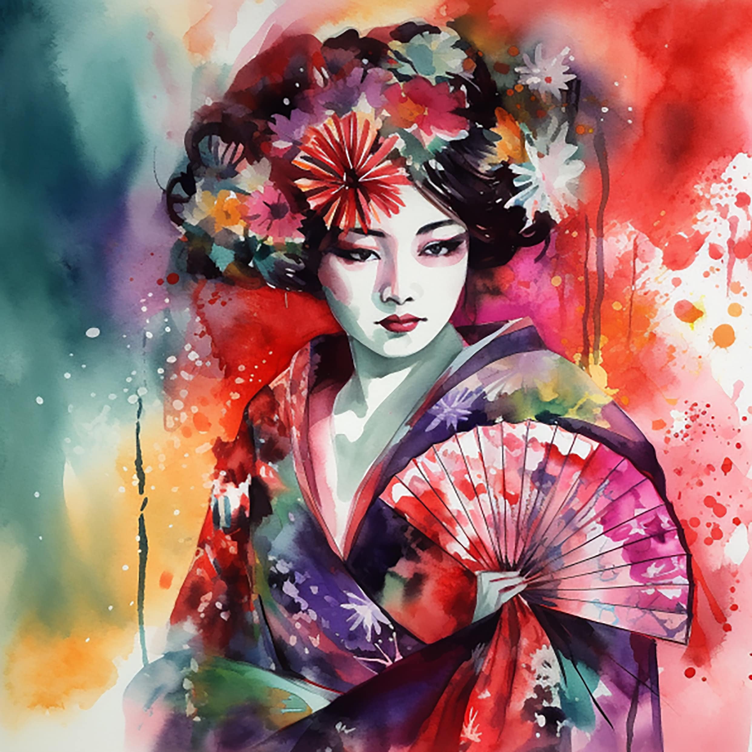 Premium Japanese Geisha Watercolor Clipart - 8 High Quality Definition ...