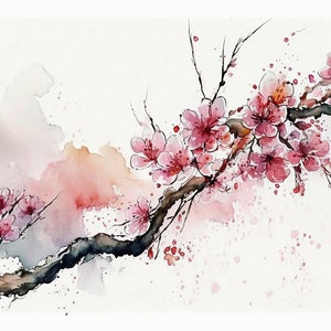 10 Japanese Cherry Blossom Watercolor Clipart (sakura) - 10 High ...