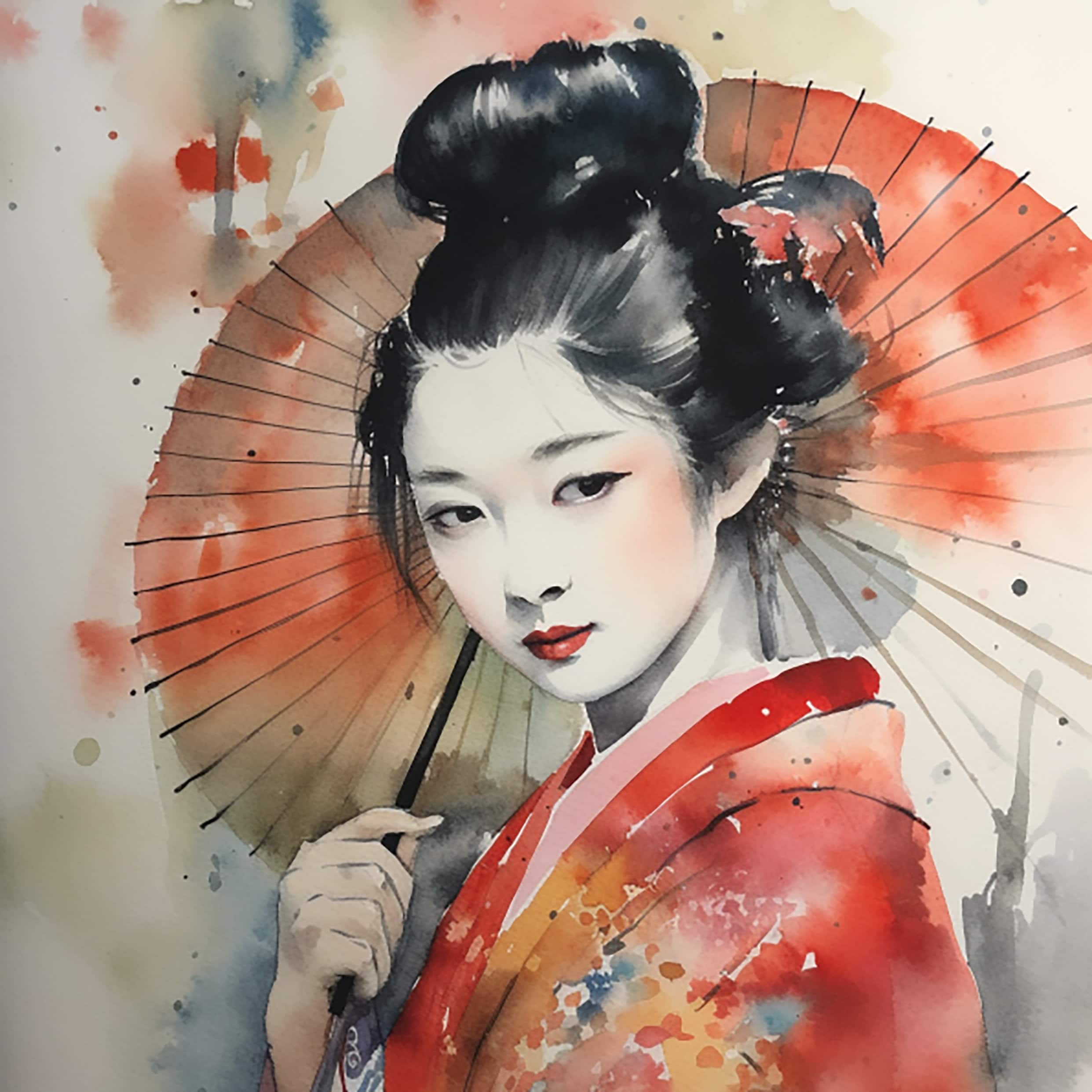 8 Premium Japanese Geisha Watercolor Clipart - 8 High Quality ...