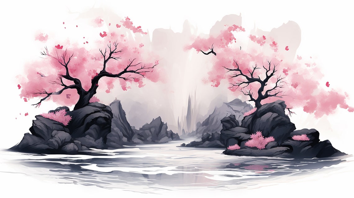 8 Japanese Sakura Cherry Blossom Clipart 8 High Quality Jpgs, Digital ...