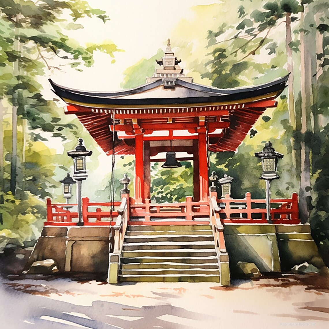 8 Japan Shinto Shrine (traditional Japanese Shrine) Watercolor Clipart ...