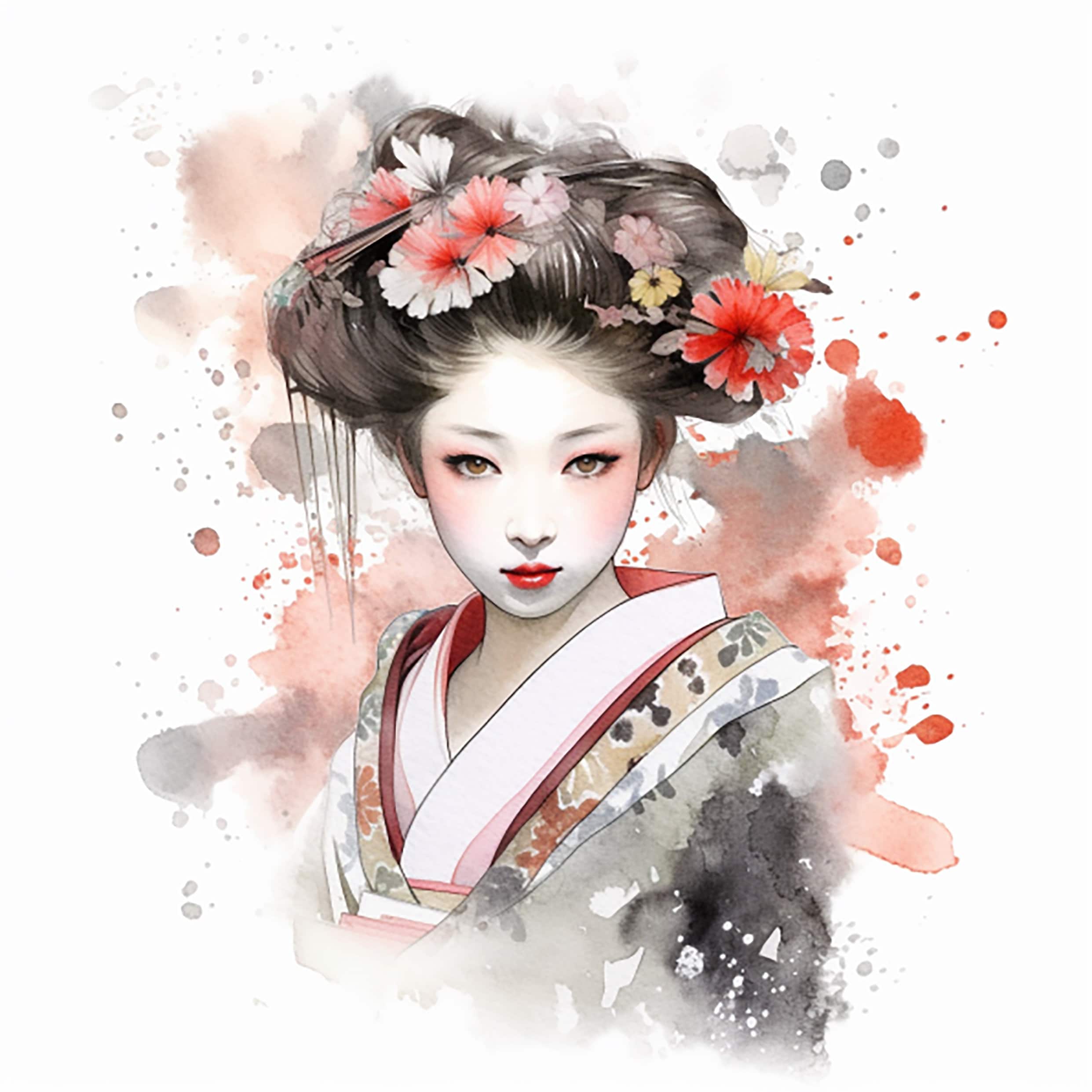 8 Premium Japanese Geisha Watercolor Clipart - 8 High Quality ...