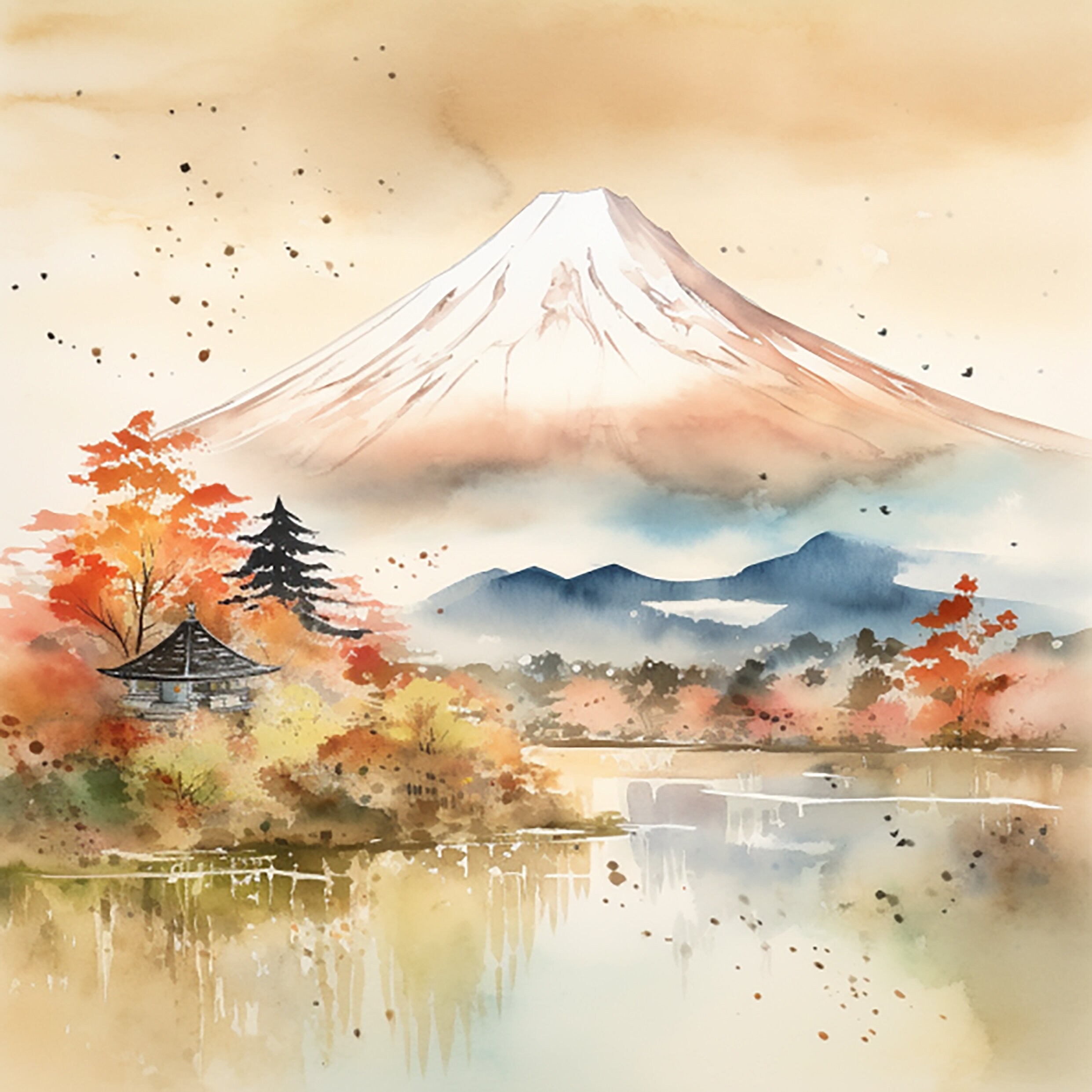 Premium Japan Mount Fuji Watercolor Clipart - 8 High Quality Definition ...