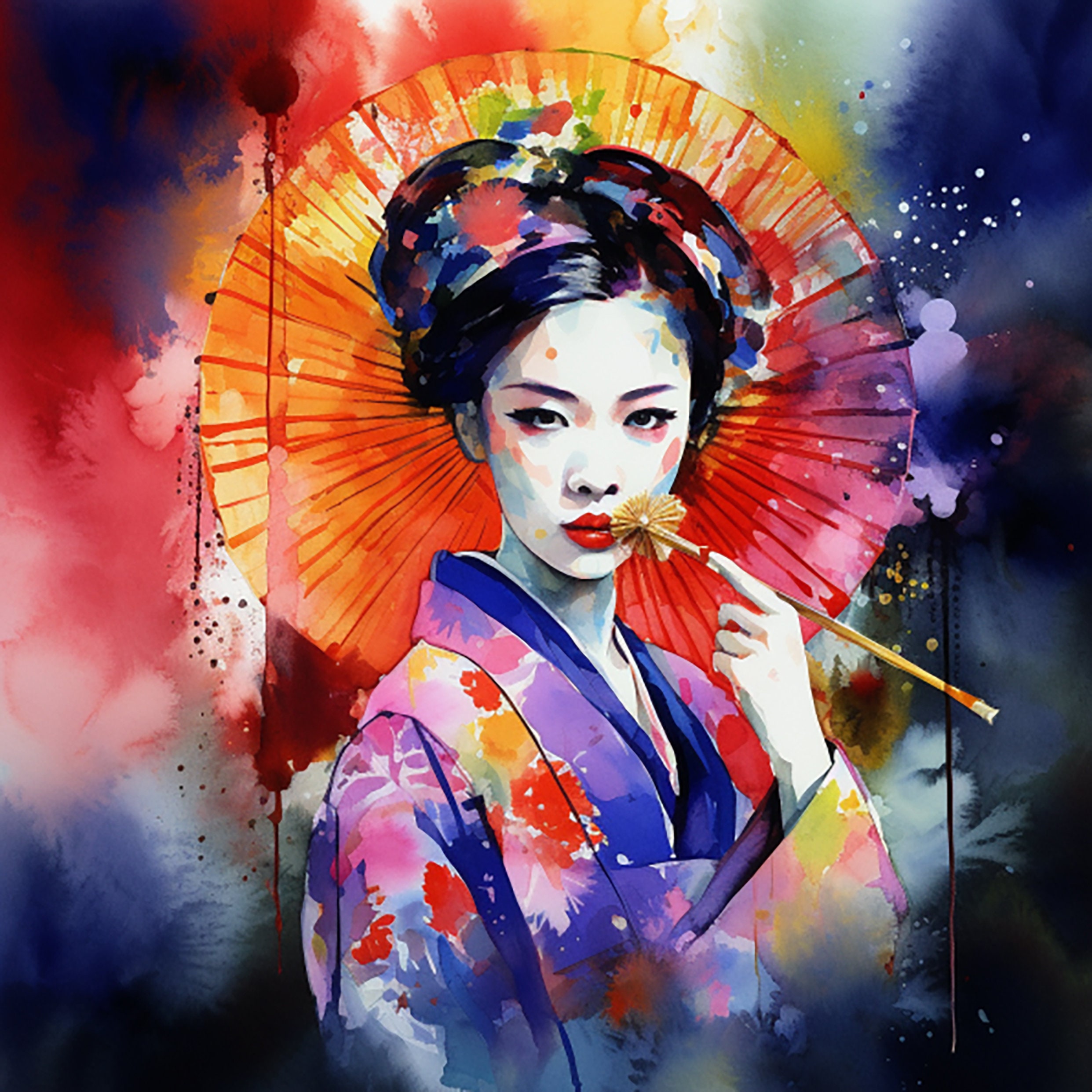 Premium Japanese Geisha Watercolor Clipart - 8 High Quality Definition ...