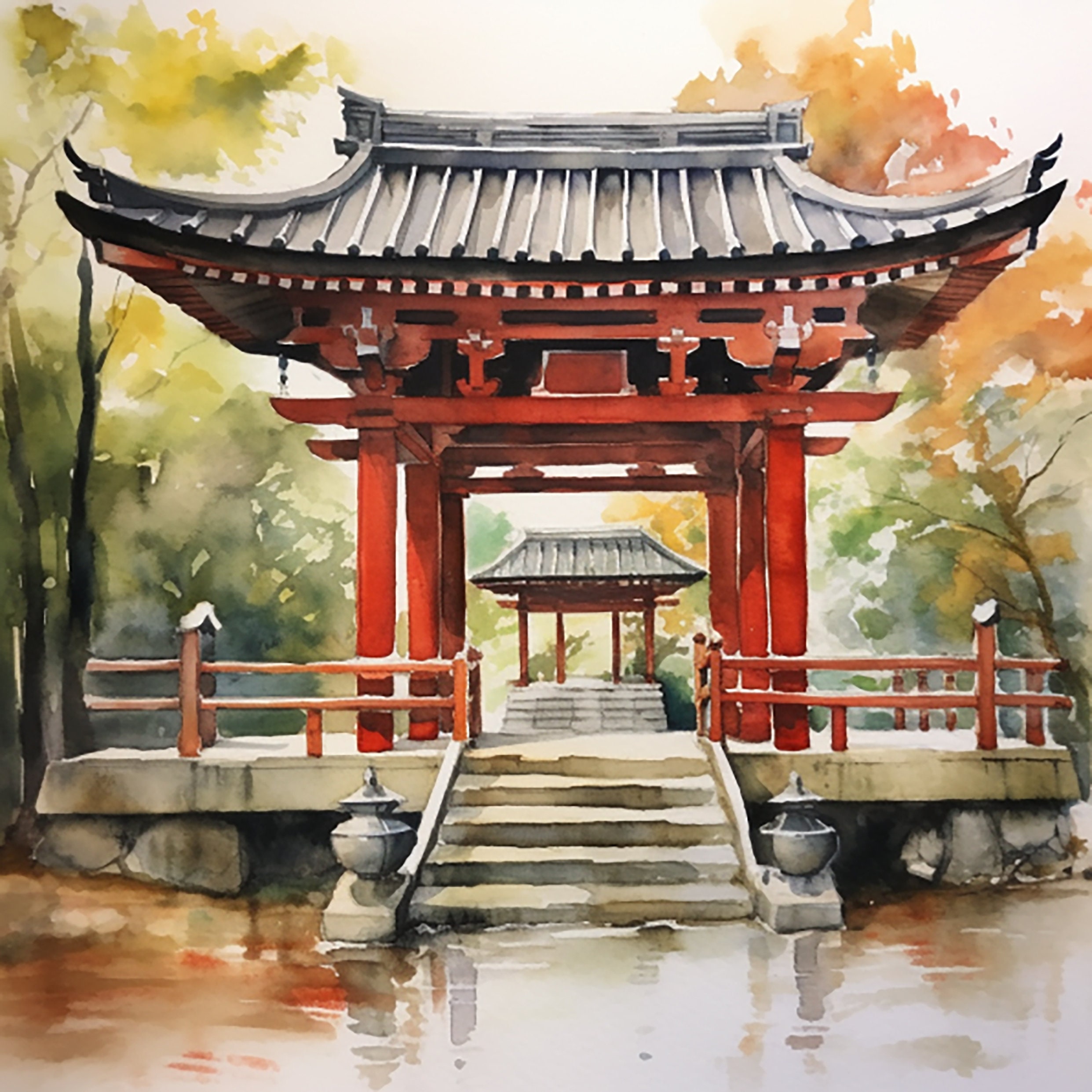 8 Japan Shinto Shrine (traditional Japanese Shrine) Watercolor Clipart ...