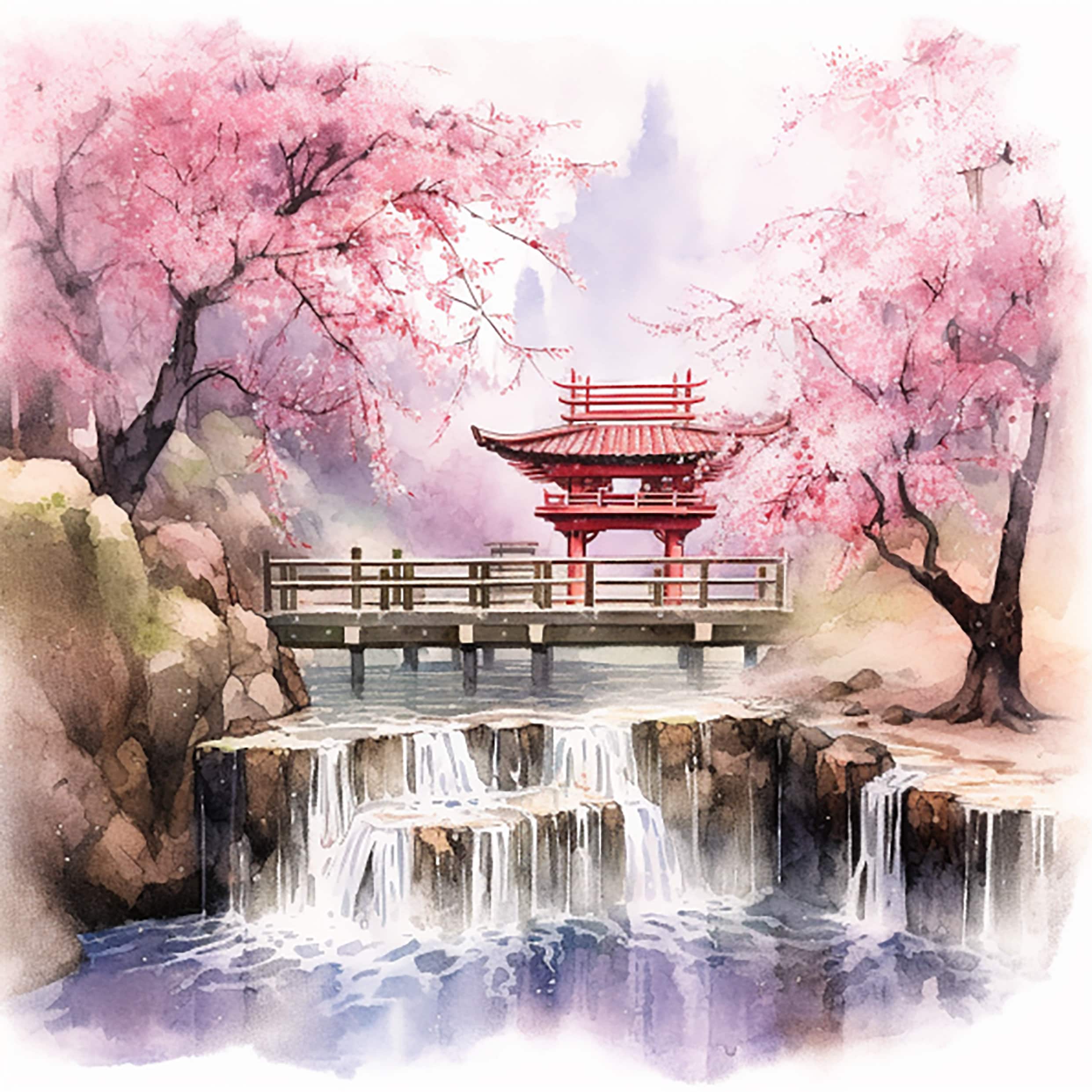 8 Japan Hot Spring Onsen Watercolor Clipart Sakura - High Quality Jpgs ...
