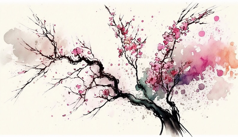 10 Japanese Cherry Blossom Watercolor Clipart (sakura) - 10 High ...