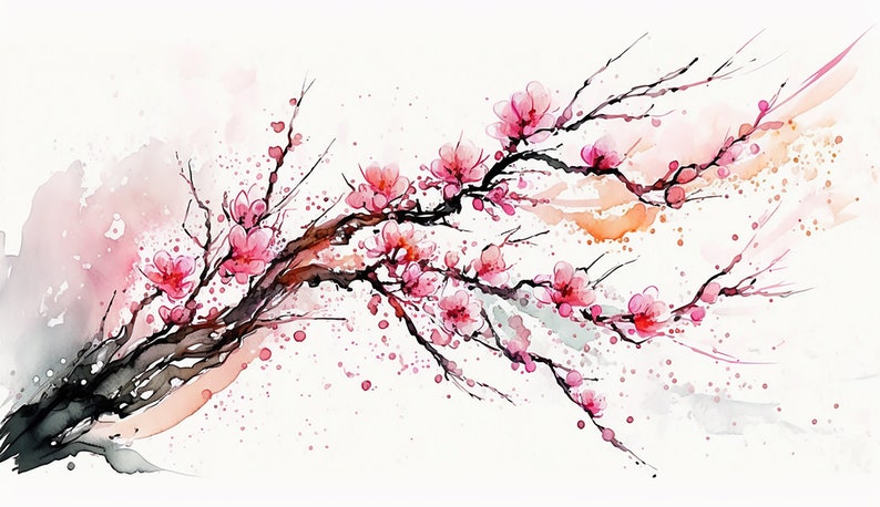 10 Japanese Cherry Blossom Watercolor Clipart (sakura) - 10 High ...