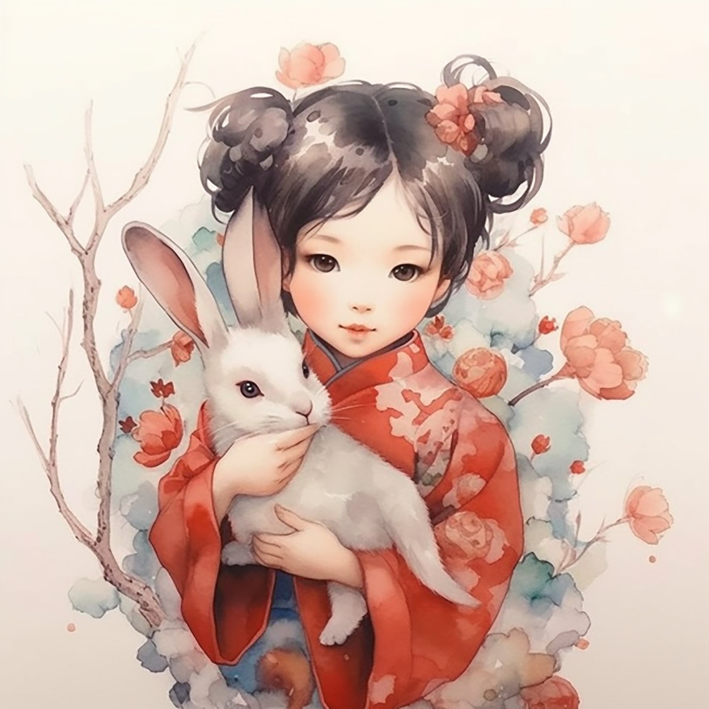 8 Premium Japanese Characters Cute Kawaii Watercolor Clipart 8 High ...