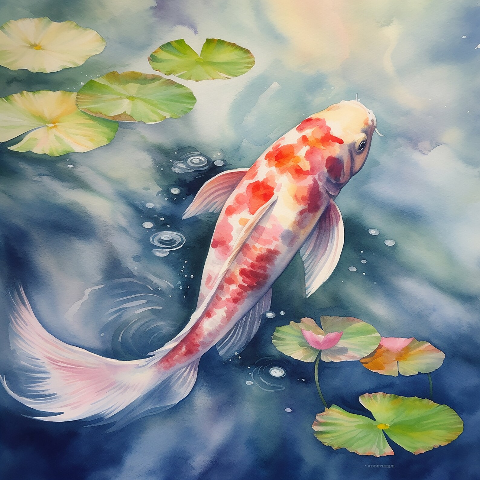 8 Japanese Koi Fish Watercolor Clipart - High Quality Jpgs, Digital ...