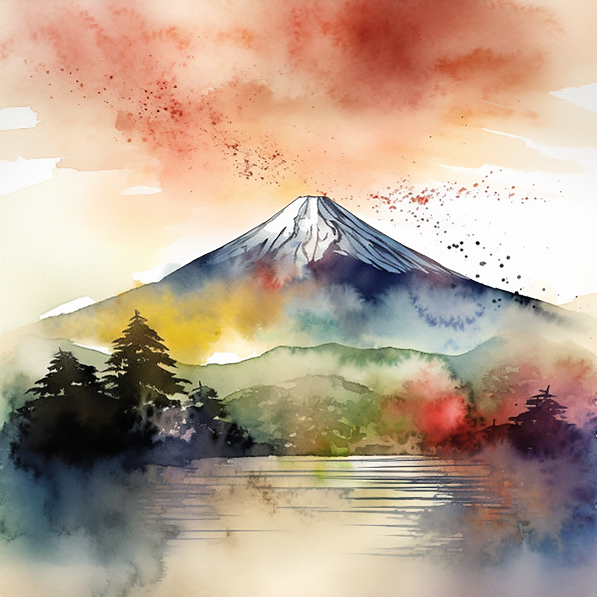 Premium Japan Mount Fuji Watercolor Clipart - 8 High Quality Definition ...