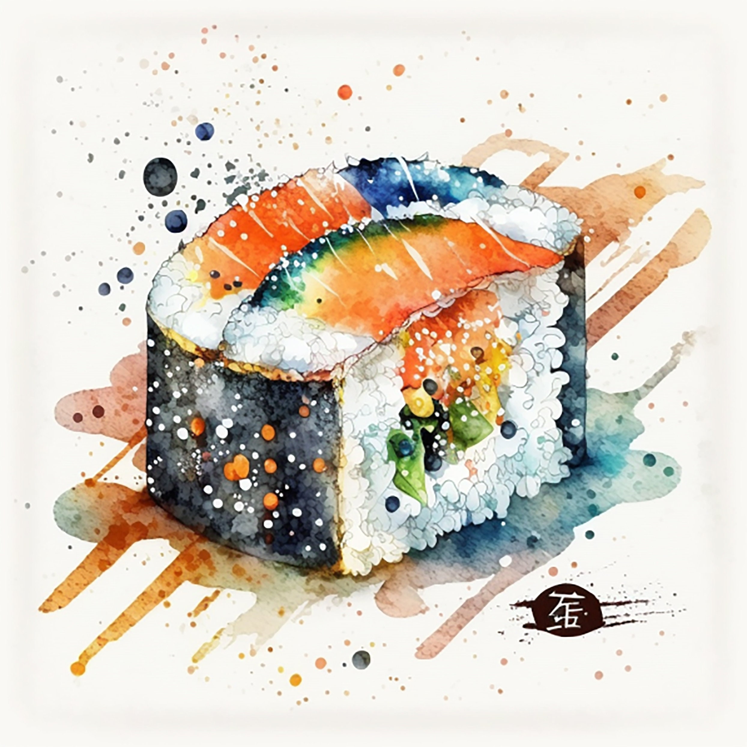 10 Japanese Sushi Watercolor Clipart - 10 High Quality Jpgs, Digital ...