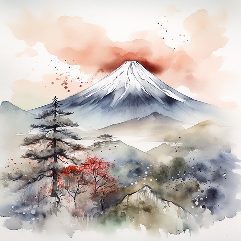 Premium Japan Mount Fuji Watercolor Clipart - 8 High Quality Definition ...