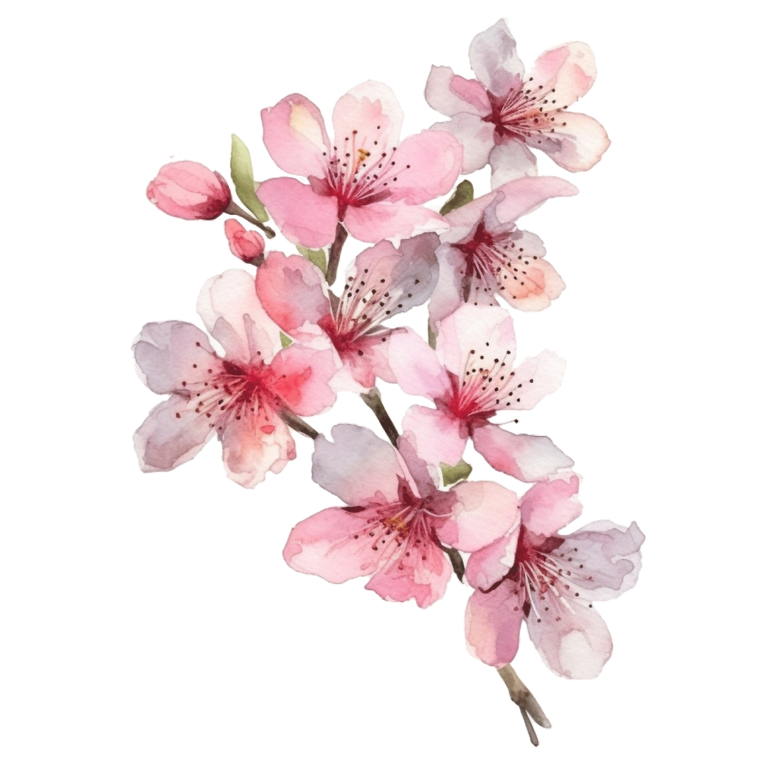 Collection of Japanese Sakura - Cherry Blossom Watercolor Clipart - 8 ...