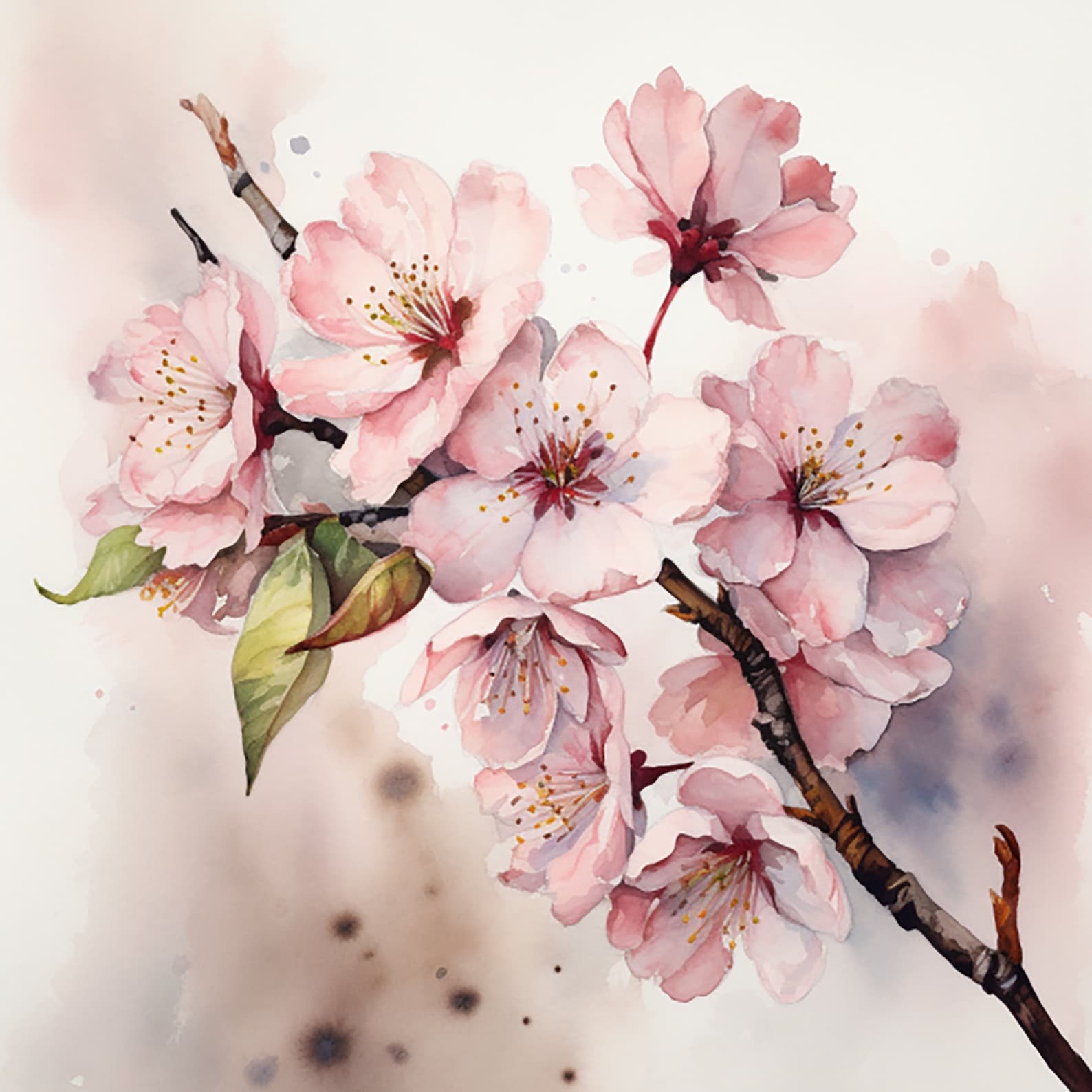 Premium Japanese Sakura - Cherry Blossom Watercolor Clipart - 8 High ...