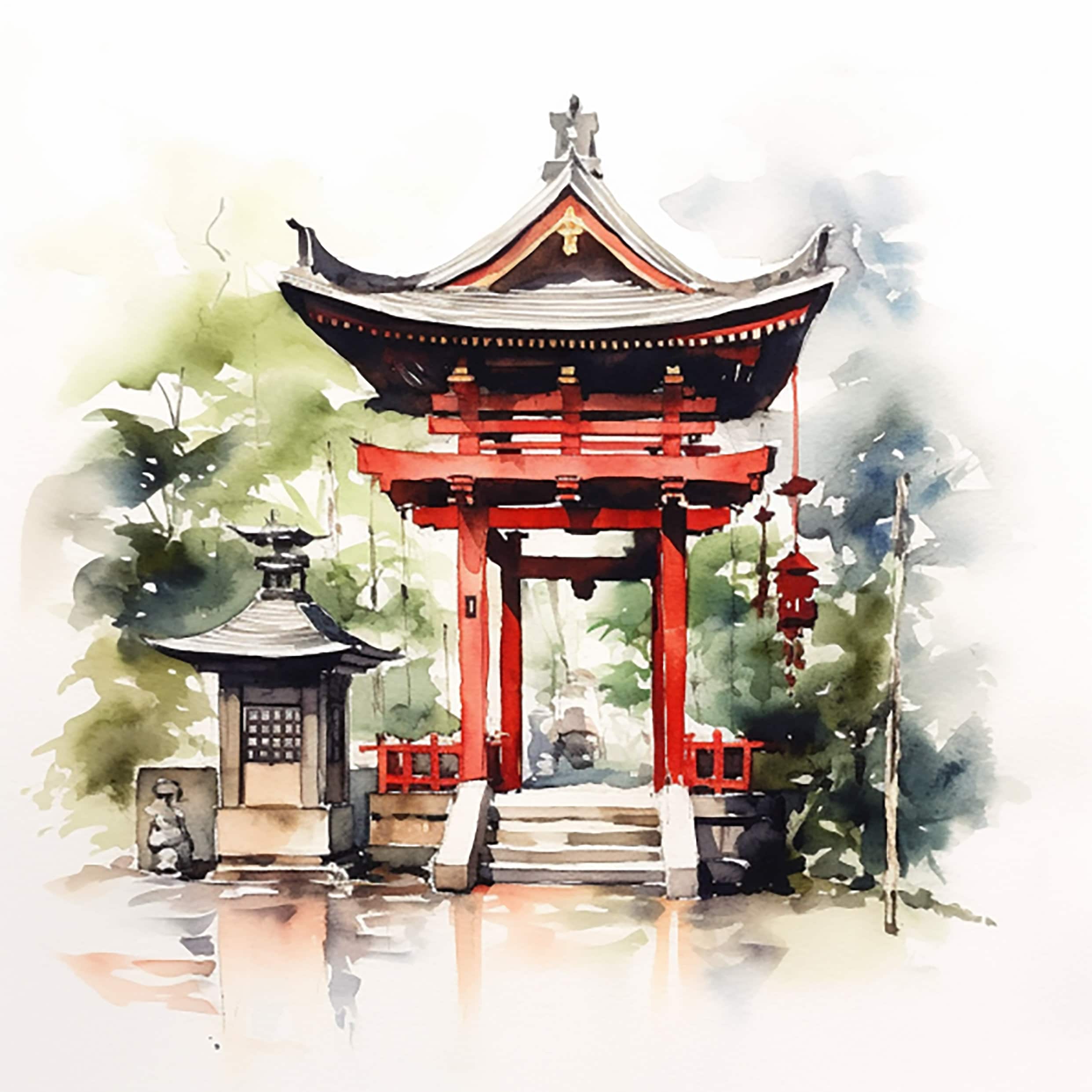 8 Japan Shinto Shrine (traditional Japanese Shrine) Watercolor Clipart ...