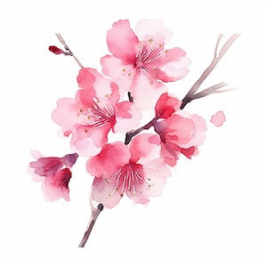 8 Japanese Sakura - Cherry Blossom Watercolor Clipart - 8 High Quality ...
