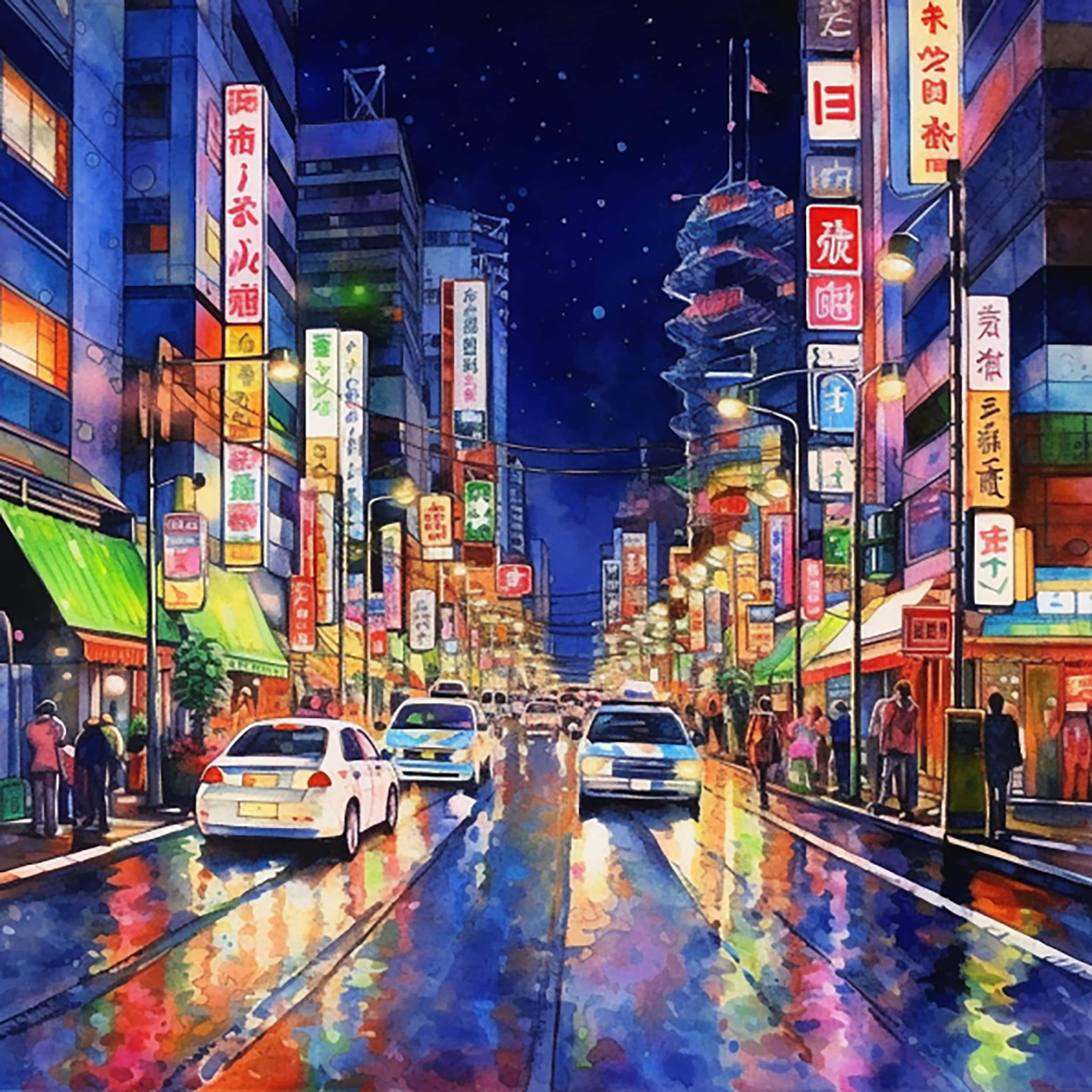 8 Japan Tokyo Neon Lights Watercolor Clipart - High Quality Jpgs ...