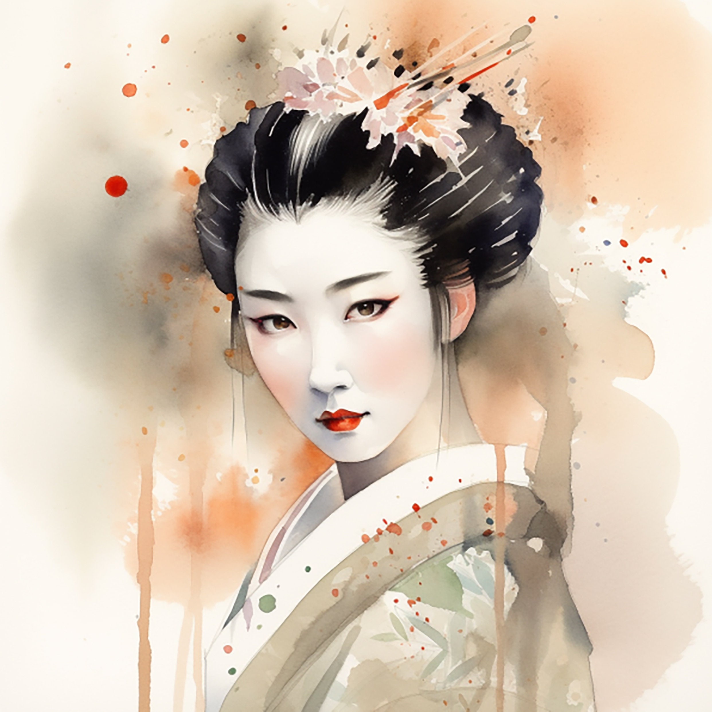 8 Premium Japanese Geisha Watercolor Clipart 8 High Quality - Etsy
