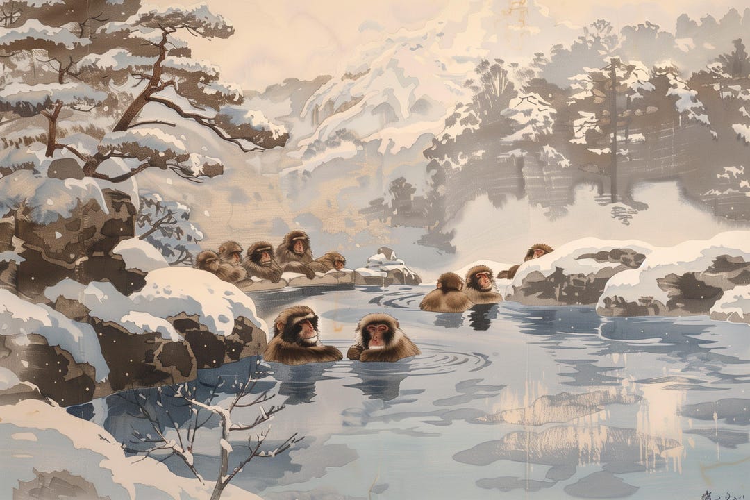 4 Traditional Japanese Macaques (snow Monkeys), Digital Download - Etsy