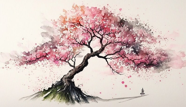 10 Japanese Cherry Blossom Tree Watercolor Clipart (sakura) - 10 High ...