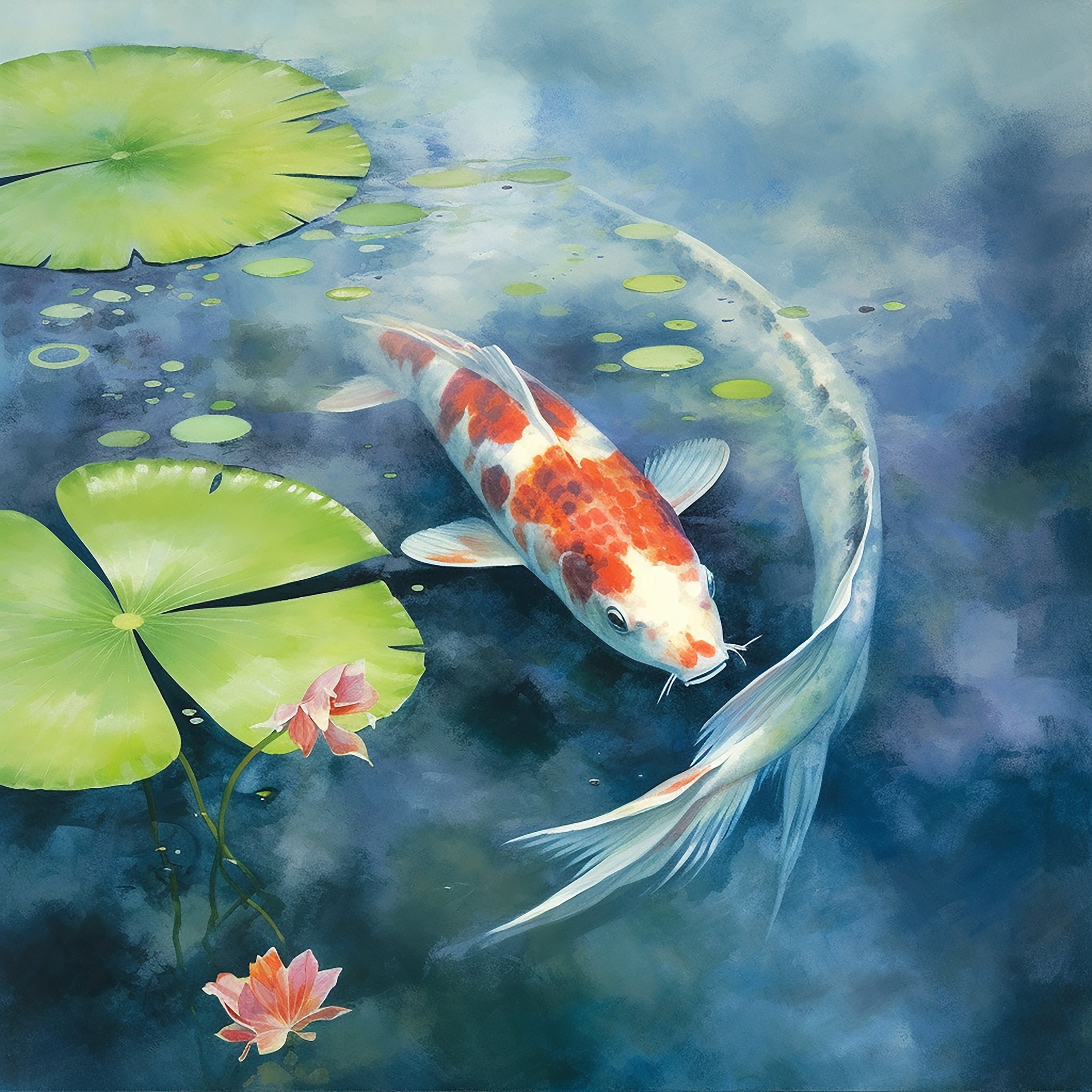 8 Japanese Koi Fish Watercolor Clipart - High Quality Jpgs, Digital ...