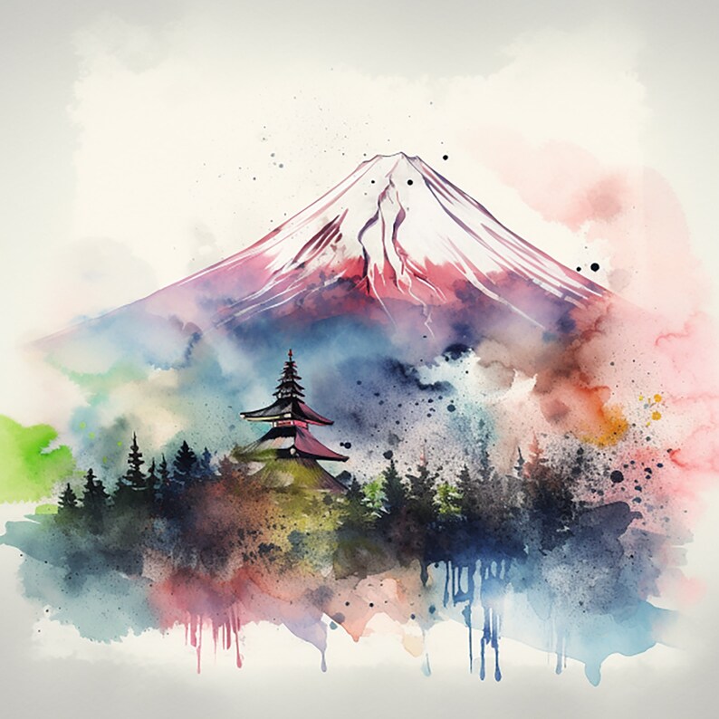 Premium Japan Mount Fuji Watercolor Clipart 8 High Quality Definition ...