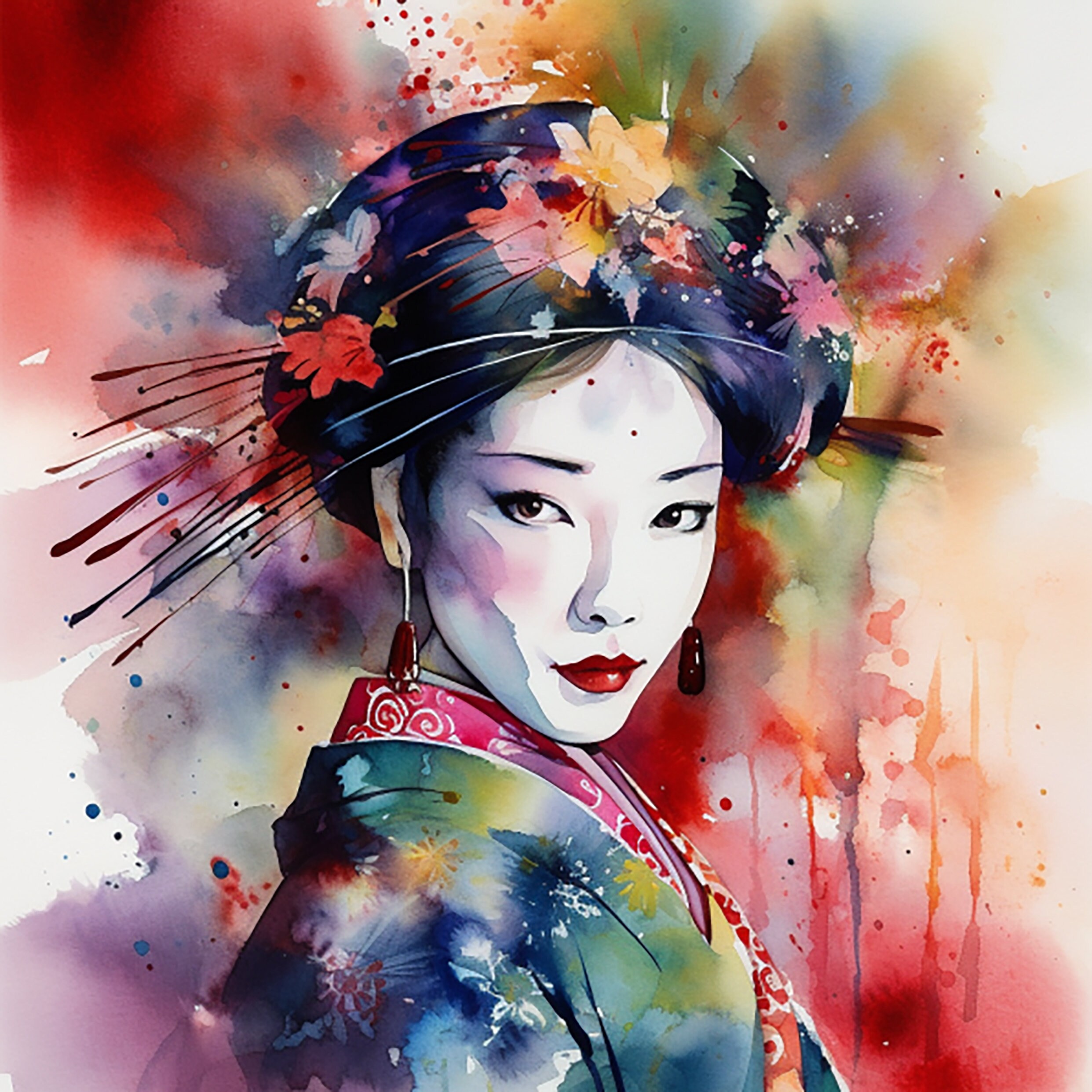 Premium Japanese Geisha Watercolor Clipart - 8 High Quality Definition ...