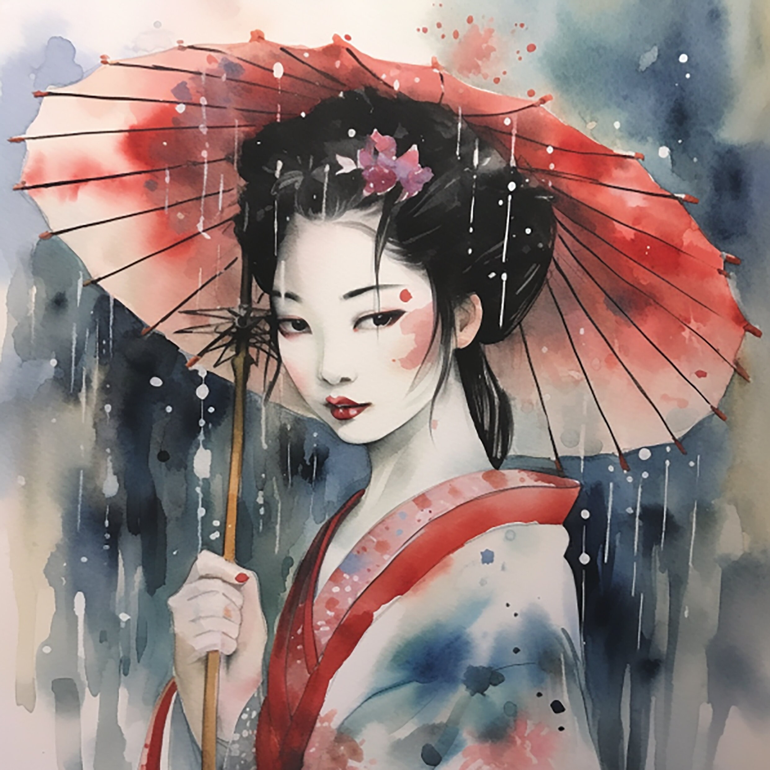 8 Premium Japanese Geisha Watercolor Clipart - 8 High Quality ...