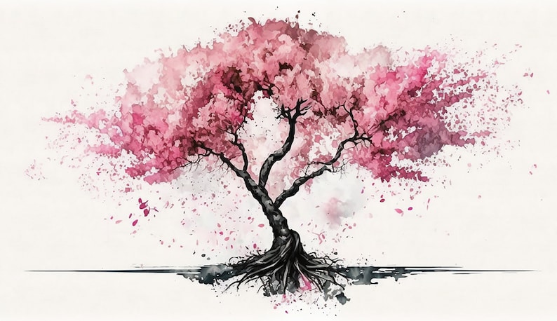10 Japanese Cherry Blossom Tree Watercolor Clipart (sakura) - 10 High ...