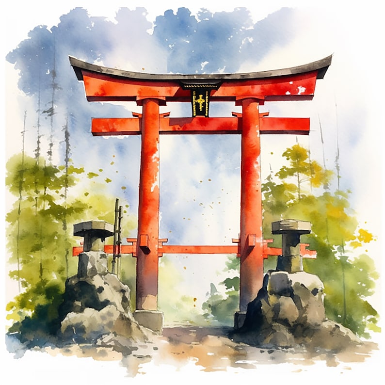 8 Japan Torii-Tor (traditionelles japanisches Tor) Aquarell Clipart - 8 ...