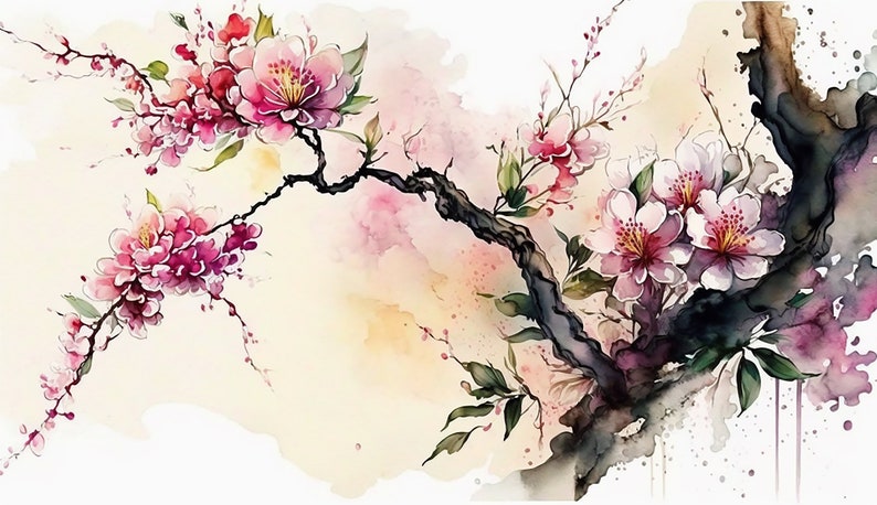 10 Japanese Cherry Blossom Watercolor Clipart (sakura) - 10 High ...