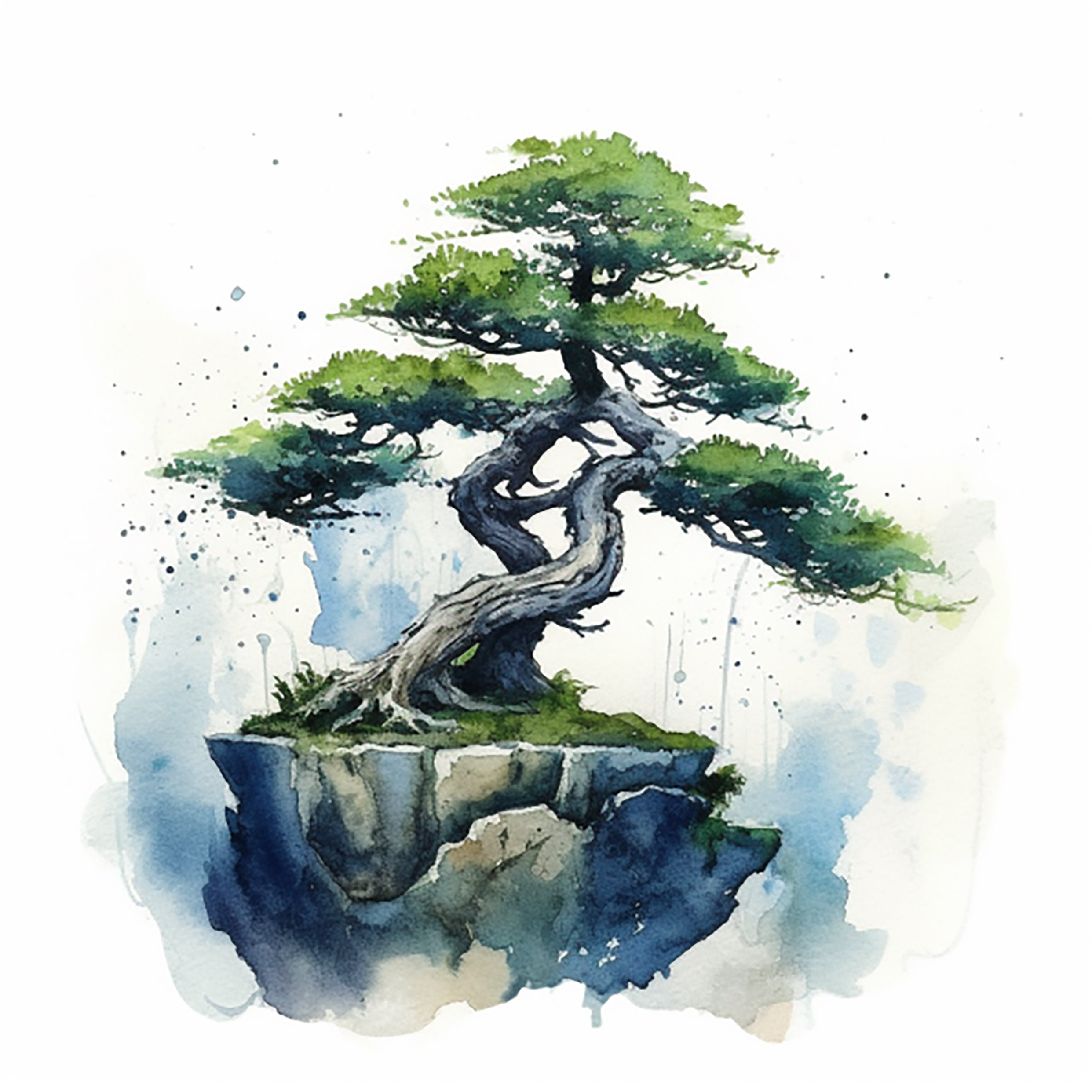 8 Japanese Bonsai Tree Watercolor Clipart - High Quality Jpgs, Digital ...
