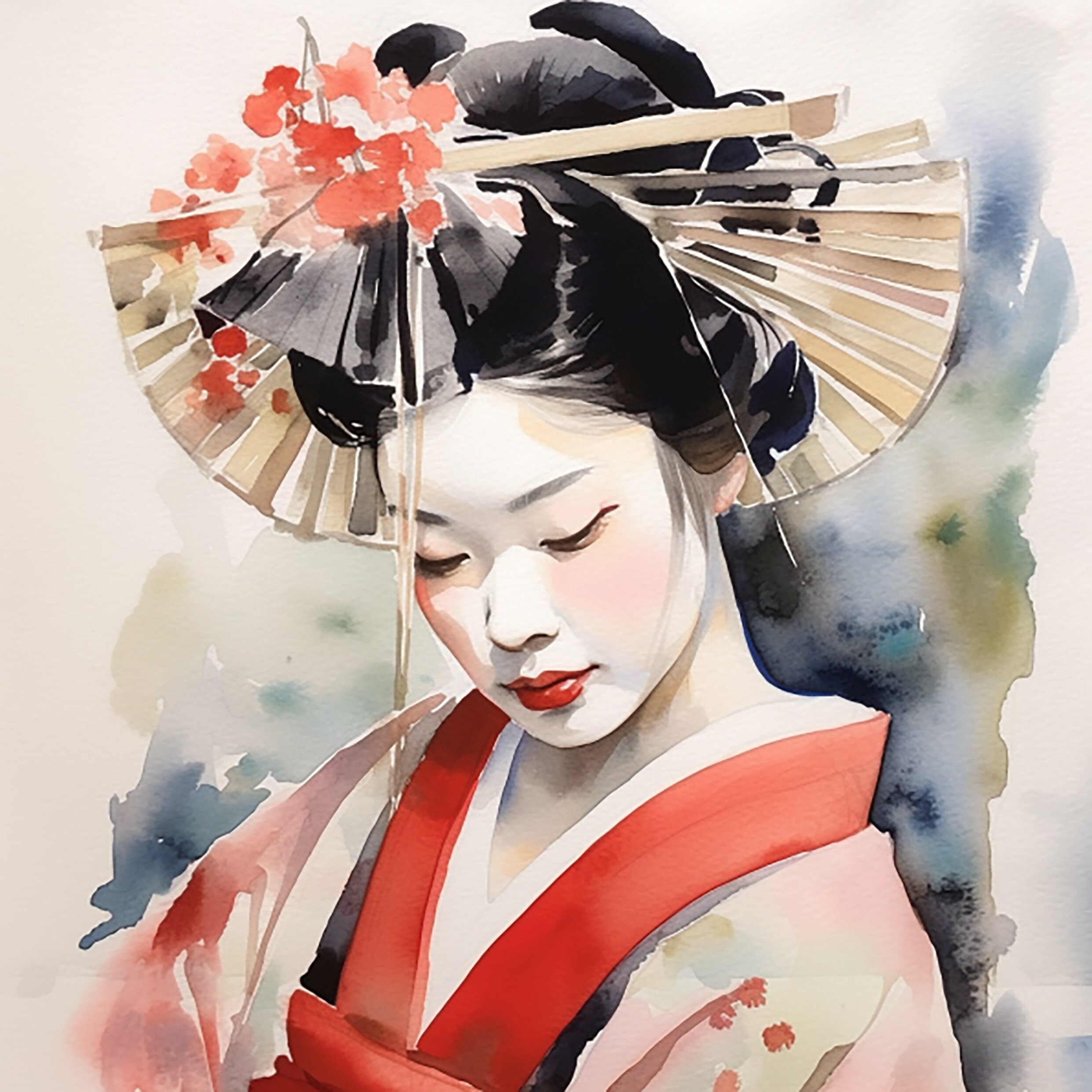 8 Premium Japanese Geisha Watercolor Clipart - 8 High Quality ...