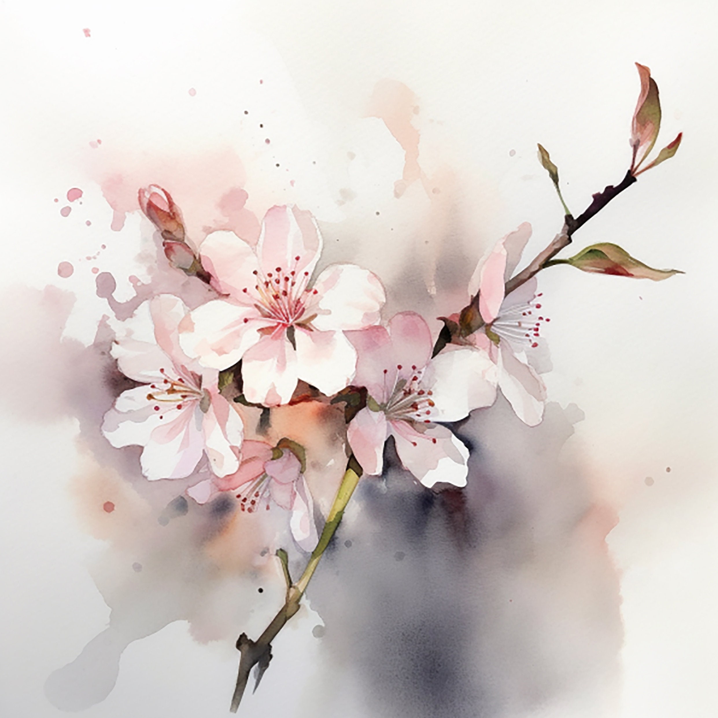 Premium Japanese Sakura - Cherry Blossom Watercolor Clipart - 8 High ...
