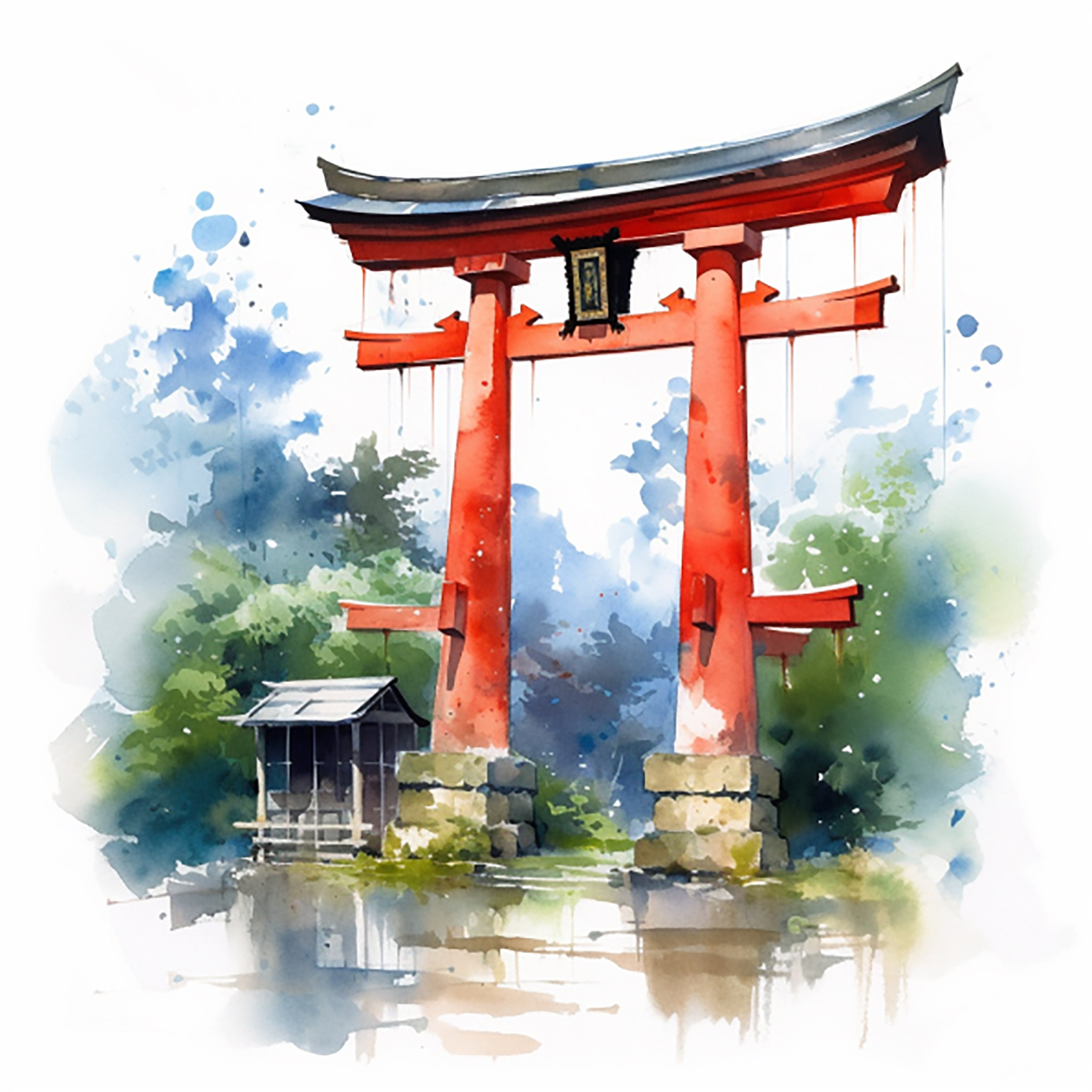8 Japan Torii Gate (traditional Japanese Gate) Watercolor Clipart - 8 ...