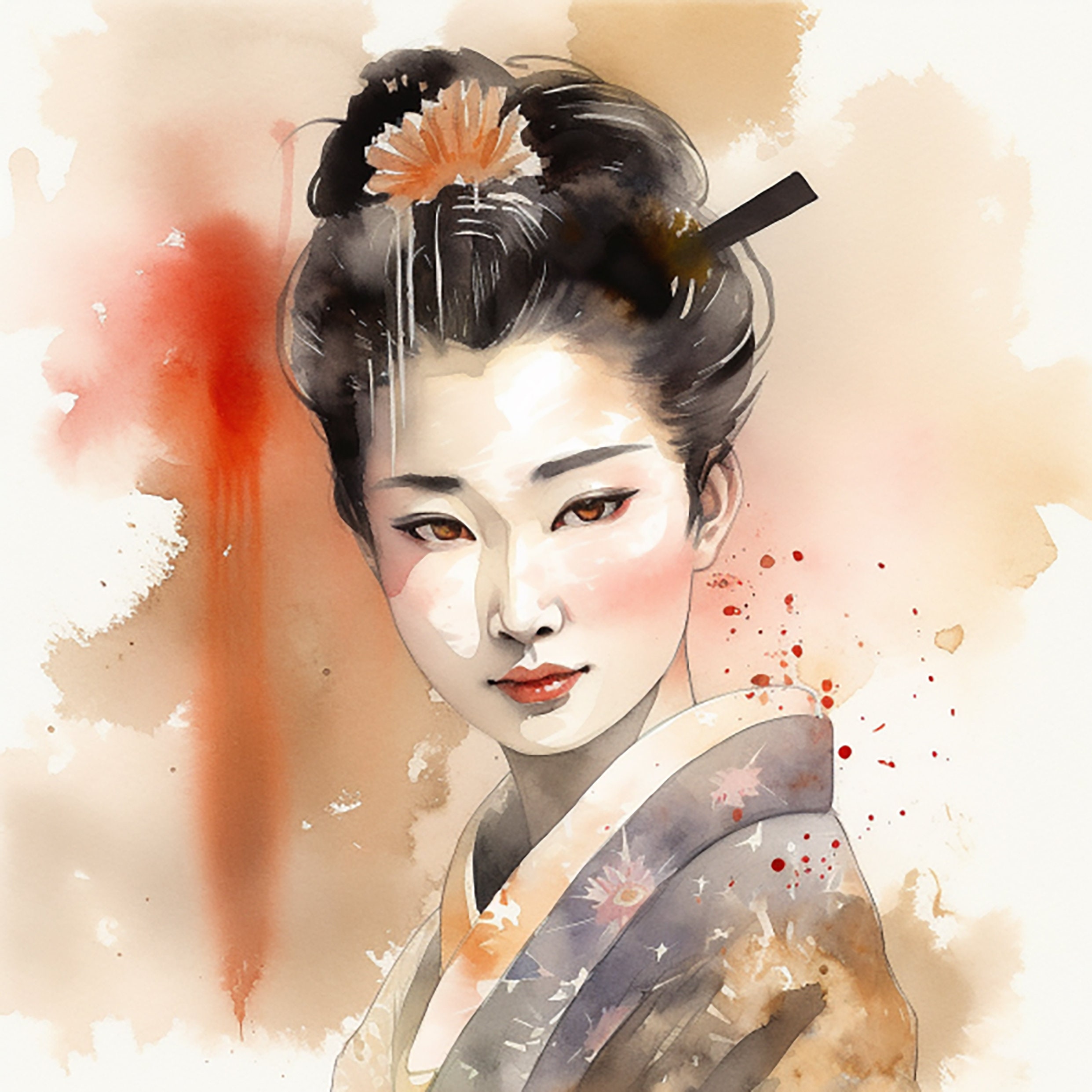 8 Premium Japanese Geisha Watercolor Clipart 8 High Quality - Etsy