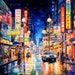 8 Japan Tokyo Neon Lights Watercolor Clipart - High Quality Jpgs ...
