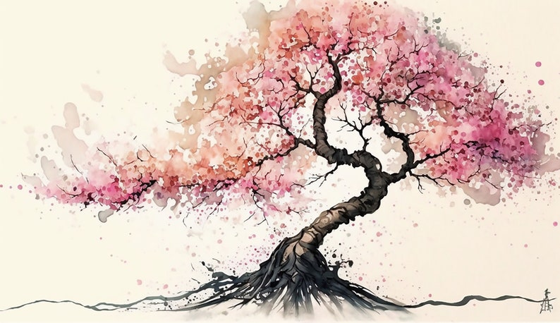 10 Japanese Cherry Blossom Tree Watercolor Clipart (sakura) - 10 High ...
