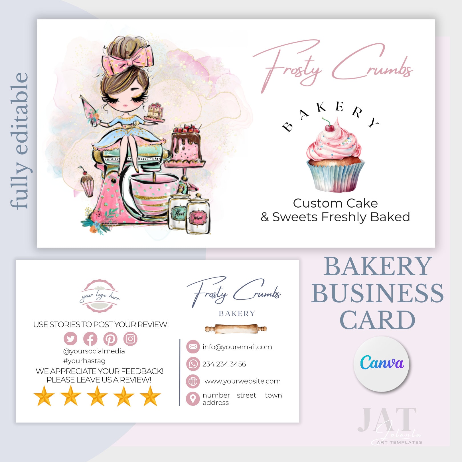 Bakery Business Card | Bakery Template | Editable Template | Editable ...