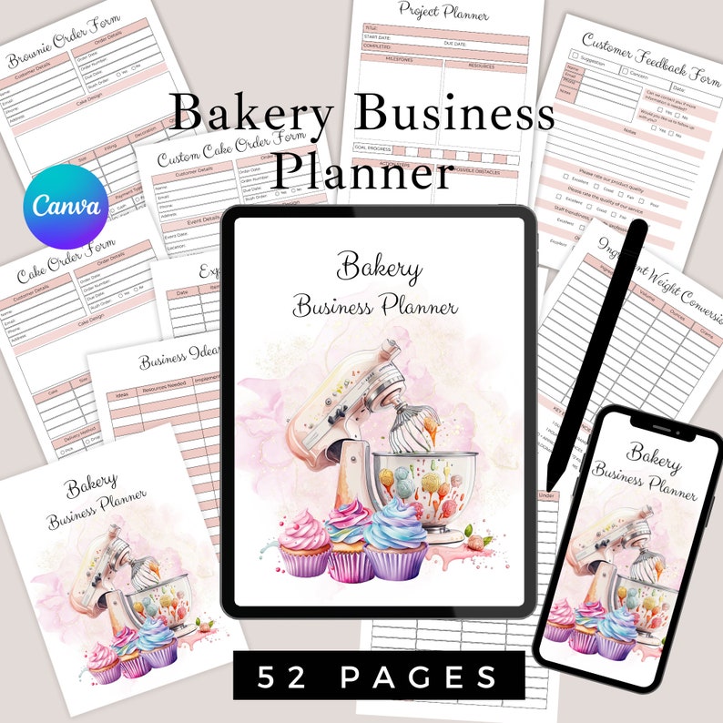 Bakery Order Form Business Planner , Small Business, Custom Stationery ...