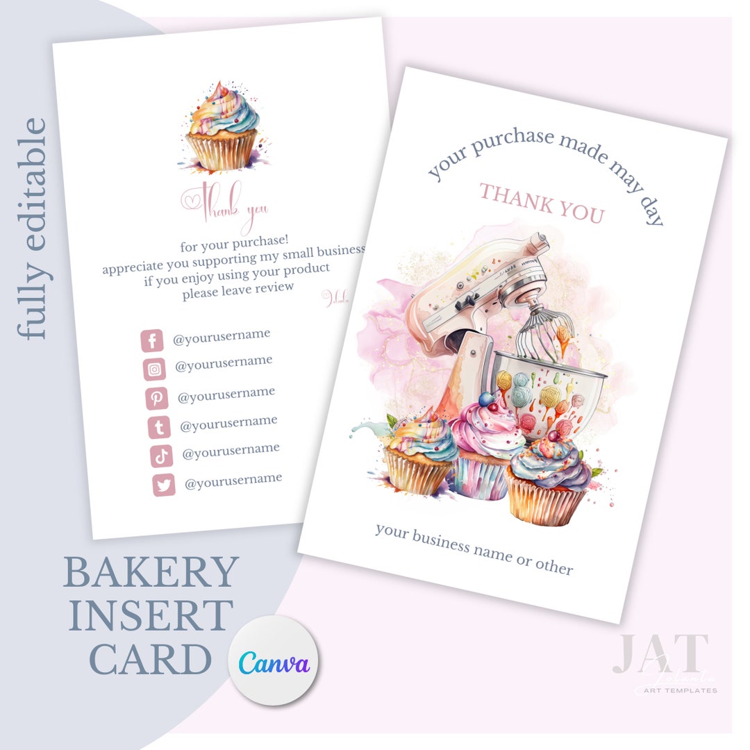 Bakery Insert Card | Bakery Template | Editable Template | Editable ...