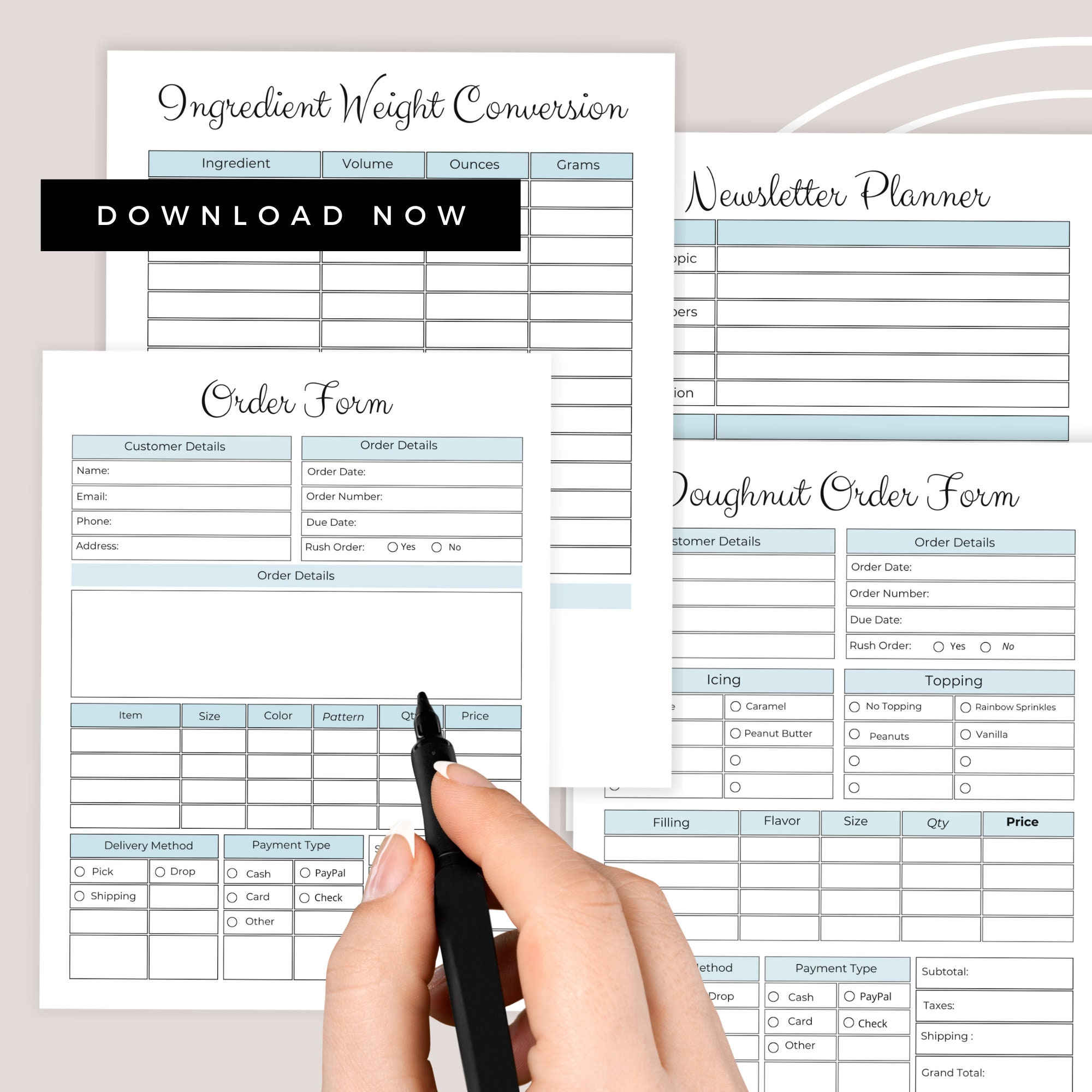 Bakery Order Form Business Planner , Small Business, Custom Stationery ...