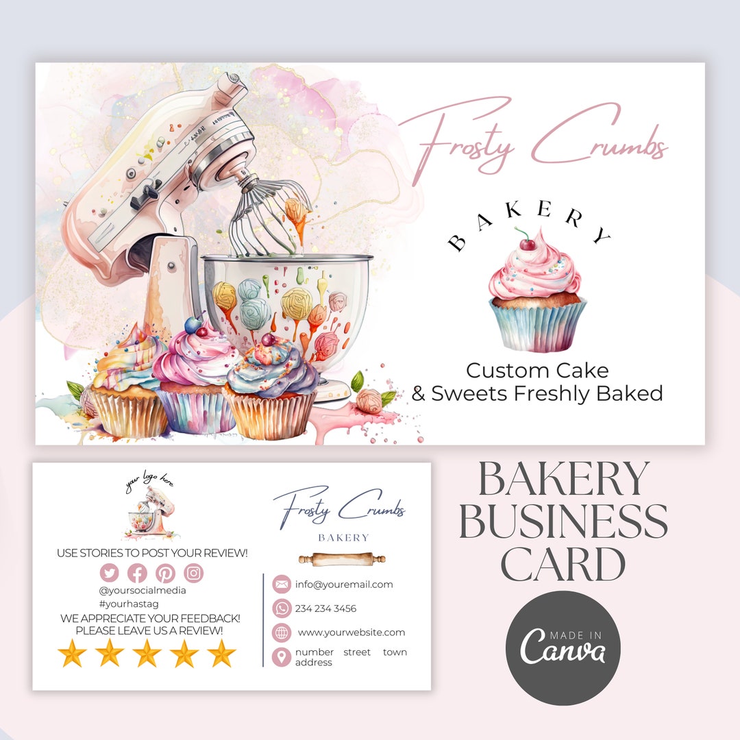 Editable Bakery Business Card Template (canva) - Etsy