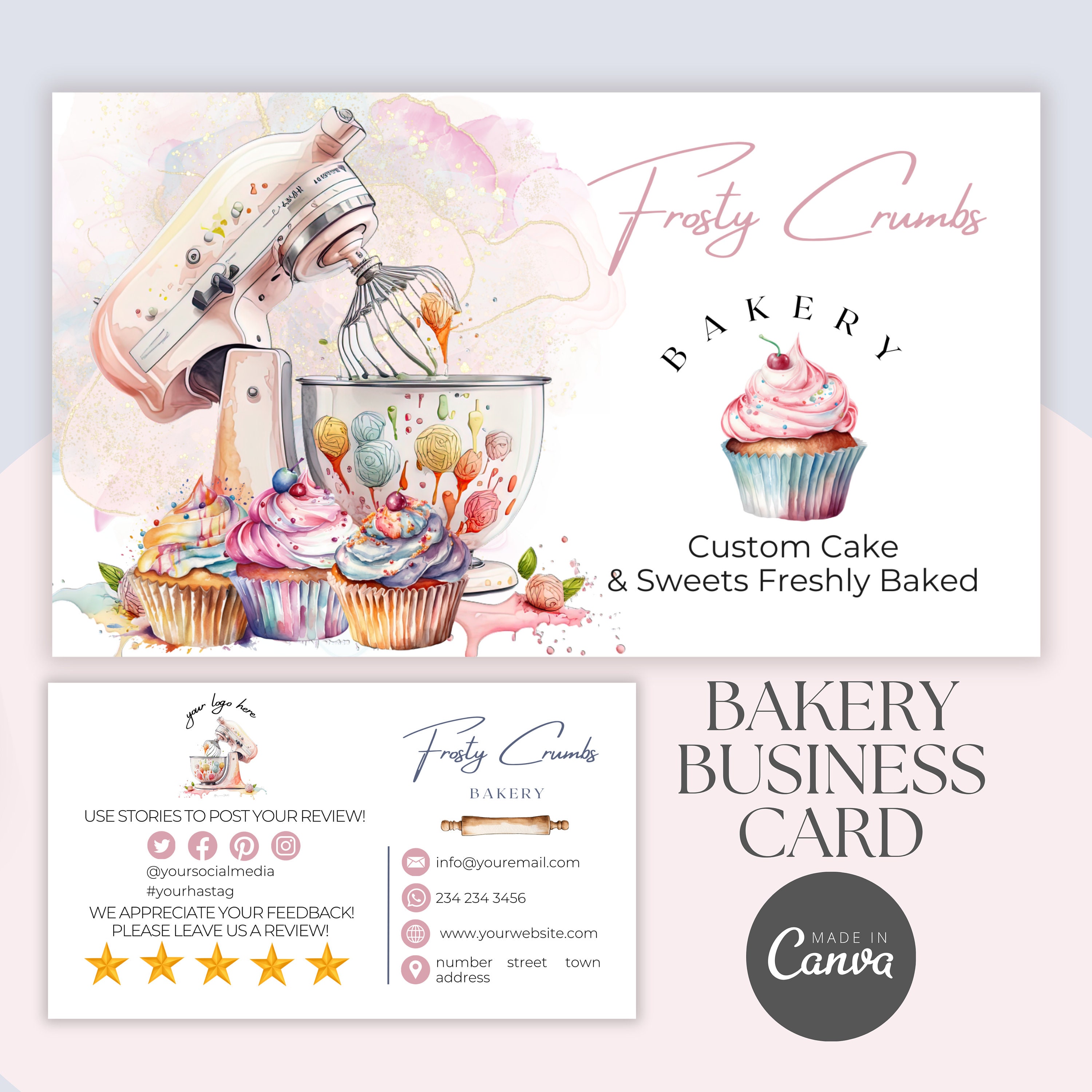 Bakery Business Card | Bakery Template | Editable Template | Editable ...
